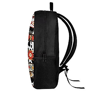 Girl Aztec Cow Print Backpacks for School Elementary Kids Zipper Large Capacity Comfy Lightweight Bookbag 17 Inch Adjustable Straps Personalized Daypack