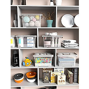 WYT Clear Storage Latch Box, 6 Pack Storage Organizer Bins with Latching Handle and Lids, 4 Quart