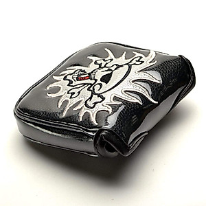 PLUSKER Skull Square Golf Heel Shafted Mallet Putter Cover Magnetic Closure Synthetic Leather Black Golf Club Putters Headcover