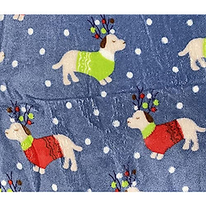 Valerian Luxury Velvet Touch Ultra Plush Christmas Blanket |Soft, Warm, Cozy|Holiday Printed Fleece Throw/Blanket-50 x 60inch, 50 x 60, Dogs in Sweaters