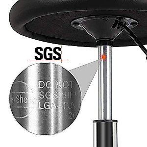 Yaheetech Height Adjustable Rolling Swivel Salon Stool Chair Hydraulic Ergonomic with Backrest Wheels for Tattoo Massage Facial Spa Manicure Dentist Clinic,Black