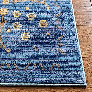 SAFAVIEH Valencia Collection Area Rug - 8' x 10', Blue & Multi, Boho Chic Distressed Design, Non-Shedding & Easy Care, Ideal for High Traffic Areas in Living Room, Bedroom (VAL108M)