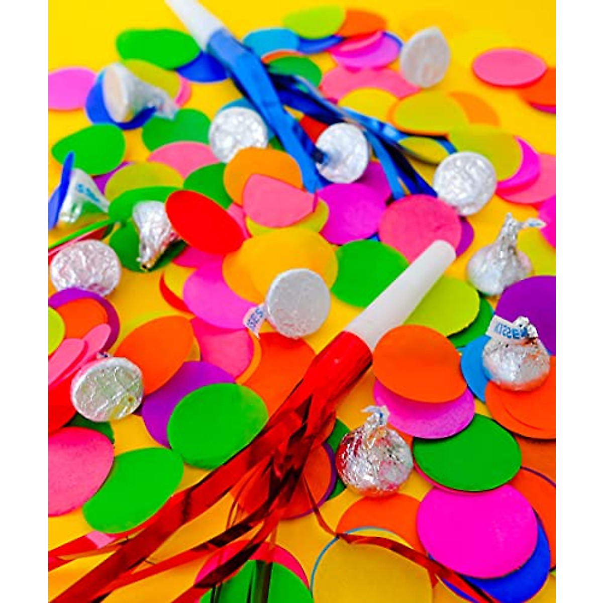 La Sol Imports Round Tissue Confetti Circle Dots Rainbow - Confetti for Party Table Wedding Celebrations Multicolor Biodegradable Paper Tissue 1 inch Circles, 1.4 Ounce (Pack of 1)