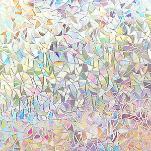 Volcanics Window Privacy Film Static Window Clings Vinyl 3D Window Decals Window Stickers Rainbow Window Film for Glass Door Heat Control Anti UV 17.5 x 78.7 Inches