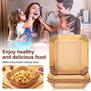 Air Fryer Disposable Paper Liner Square, 100PCS 6.5 inch Non-stick Air Fryer Liners, Baking Paper for Air Fryer Oil-proof, Water-proof, Food Grade Parchment for Baking Roasting Microwave