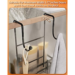 SWTYMIKI Over The Door Shower Caddy With Double Soap Holder, Stainless Steel Hanging Shower Organizer With 16 Hooks No Drilling Hanging Shower Caddy Over Door To Organize Bathroom Essentials, Black