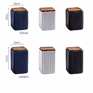 Food Storage Canister, Square Ceramic Cookie Jars Kitchen Canister with Airtight Lid, Good for Coffee Bean, Tea, Spices or Snacks Storage (Blue,Small)