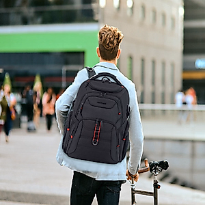 EMPSIGN Travel Laptop Backpack for Men & Women 17.3 Inch, Extra Large Backpack for Work, Water-Resistant School Computer Bag with USB Charging Port, TSA Friendly Anti Theft Business Backpack, Black