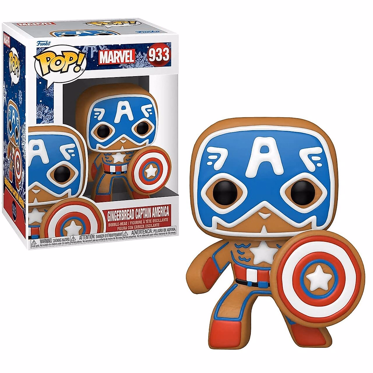 POP Marvel: Holiday - Gingerbread Captain America Funko Vinyl Figure (Bundled with Compatible Box Protector Case), Multicolored, 3.75 inches