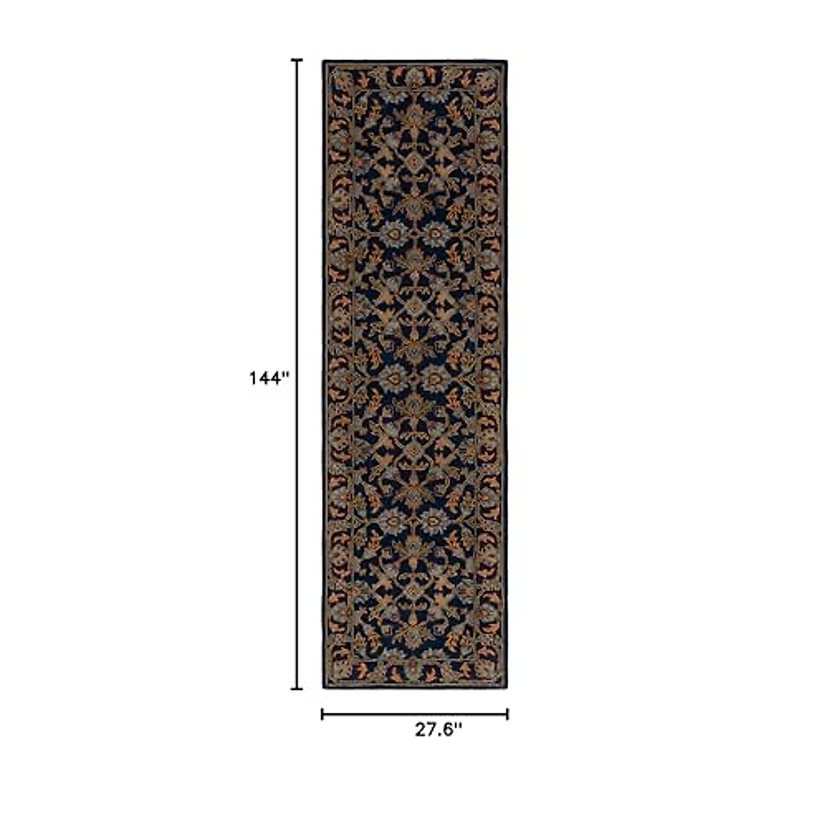 SAFAVIEH Blossom Collection 2' 3" x 12' Navy BLM219A Handmade Premium Wool Entryway Foyer Living Room Kitchen Runner Rug