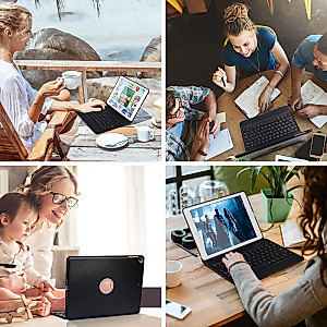 NOKBABO Keyboard Compatible with ipad 6th Generation, Compatible for ipad pro 9.7 inch,for ipad 5th Gen, for ipad Air 2 & 1 Keyboard, 130° Folio Hard Back Cover, Ultra Slim, Auto Wake/Sleep - Black