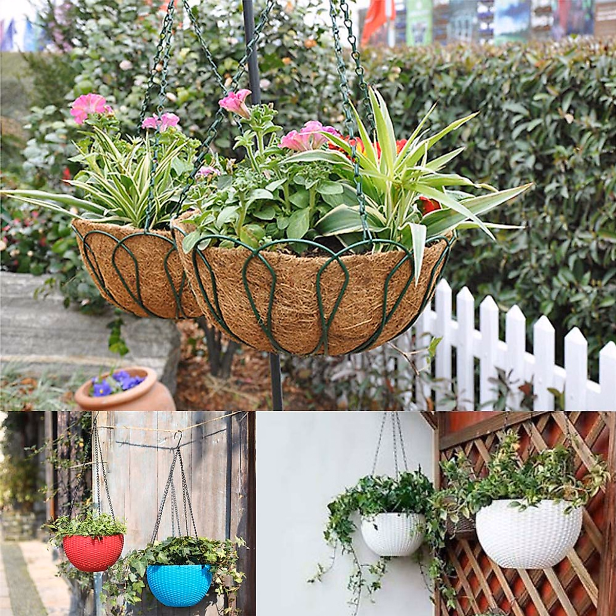 Benvo 24 inch Long Hanging Chains for Plants Flower Pot Basket Chains 3 Point Replacement Chain Hangers for Lanterns, Bird Feeders, Planters and Other Ornaments (Pack of 3)