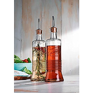 MosJos Oil and Vinegar Bottles 16.9oz - Authentic Mason Original Olive Oil Glass Bottle Set - Strong Stainless Steel Top with Cork Base, Beautiful Modern Design