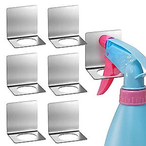 Daily Treasures 304 Stainless Steel Spray Bottle Holder, 6 Pieces Adhesive Spray Bottle Rack Wall Mounted Spray Bottle Hanger, Spray Bottle Organizer, Wall Mount Bottle Holder, Spray Can Holder Rack