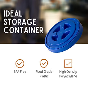 Smart Seal Replacement Lid - 10 Pk, Multi Color - Easy Screw On Container Lid for 3.5,5,6 & 7 Gallon Buckets - Food Grade, Industrial, Storage, Wood Pellets, Cat & Dog Food, More