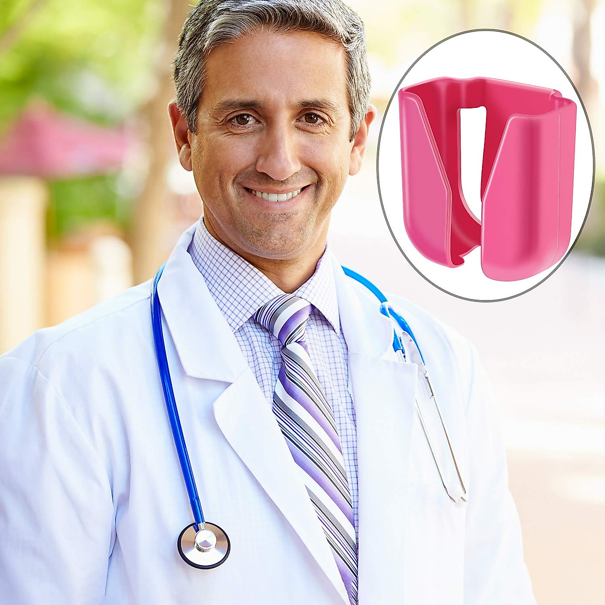 3 Pieces Stethoscope Holder Clip Plastic Nursing Waist Belt Stethoscope Holder Clip for Nurses Physicians(Cyan, Purple, Red)