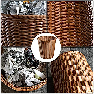 VORCOOL Round Rattan Waste Basket Bin Paper Wastebasket Books Newspaper Decorative can for Bedroom Desktop Coffee