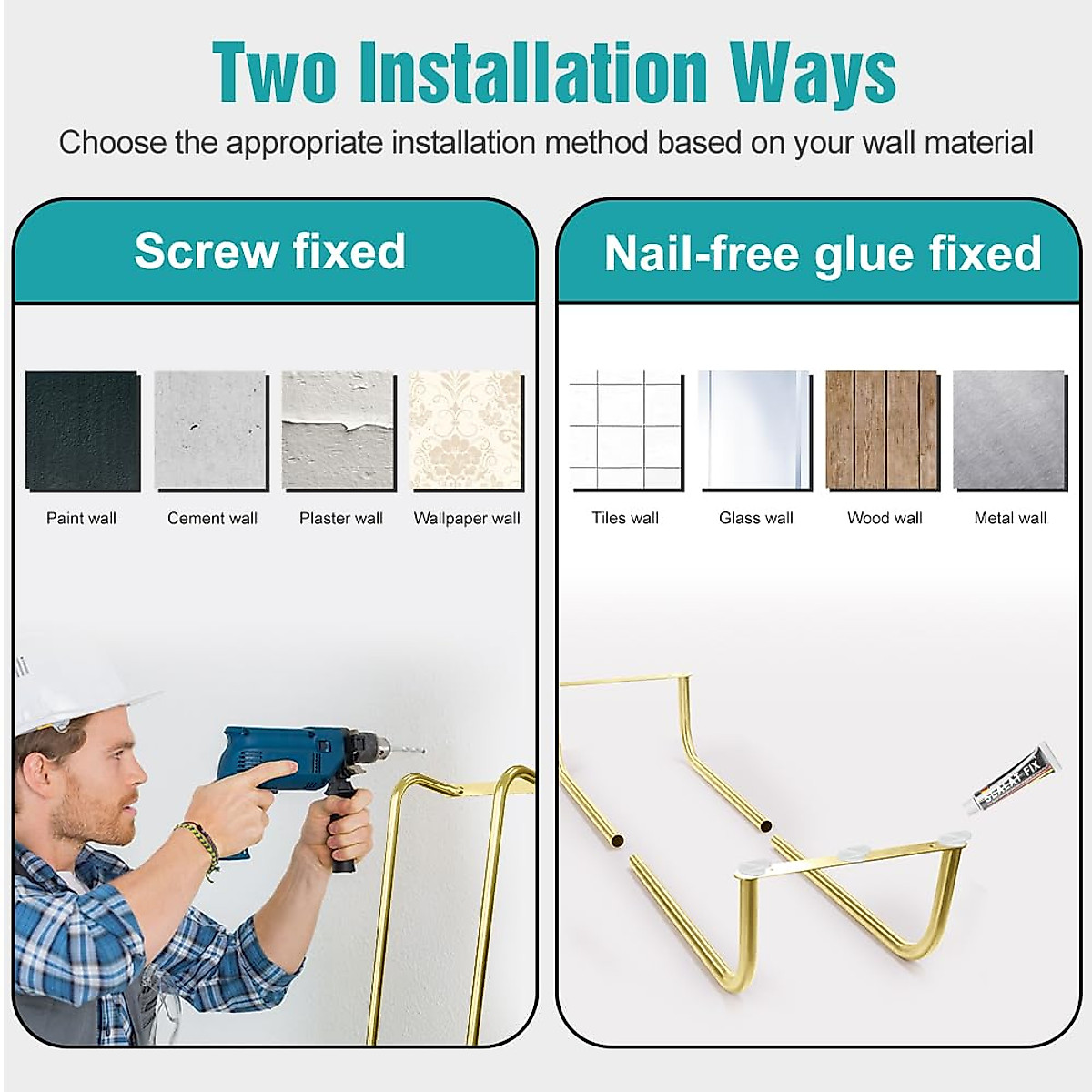 Towel Rack Wall Mounted, Bathroom Towel Storage, Stainless Steel Towel Racks for Bathroom, Bath Towel Holder Organizer for Folded Large Towel Washcloths, Easy to Install, Silver