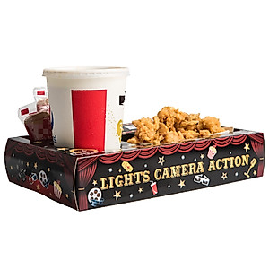 20 Pcs Christmas Party Supplies Movie Night Paper Snack Trays Xmas Party Decorations Movie Night Party Christmas Birthday Party Favors Party Snowman Family Movie Popcorn&Drink&Candy Box