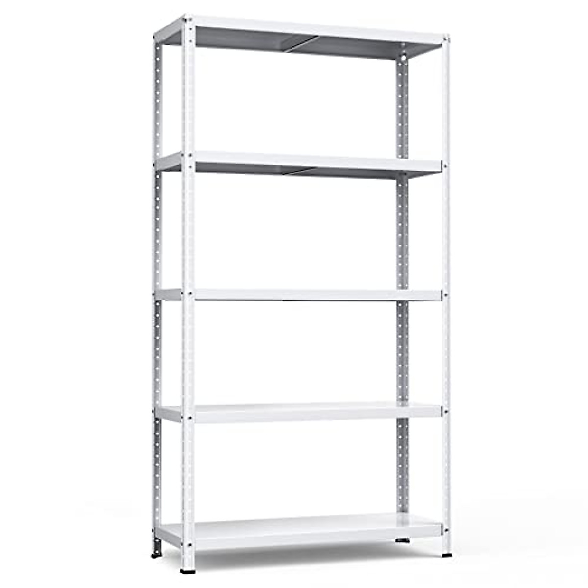 White 5-Tier Metal Shelving Unit Heavy Duty Garage Warehouse Storage Rack Workbench Strong Galvanized Metal Plates Adjustable Shelves Adjustable Layout Can Be Split Into 2 Small Utility Storage Racks