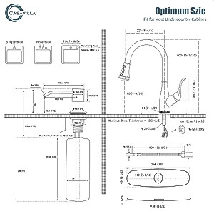 Casavilla Kitchen Faucet with Soap Dispenser, Faucet for Kitchen Sink, Single Handle Stainless Steel Kitchen Sink Faucets with Pull Down Sprayer and Deck Plate, RV Sink Faucet, Nickel Brushed