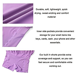 2 Pack Tennis Skirts for Women with Pockets High Waist Athletic Shorts Pleated Sports Golf Skorts Small Purple Pink