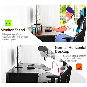 LOAKEKEL 55 Inch Desk with Drawers, Gaming Desk with LED Light & Power Outlets, Black Computer Desk with Monitor Stand, Writing Desk with Headphone Hook for Home Office, Bedroom, HGD14BK