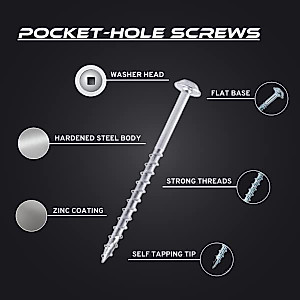 Massca Wood Screws Assortment Kit - Pocket Hole Screws with Plastic Storage Box, 500 Set Screw Assortment Kit Heavy Duty, Fine Thread, Zinc Plated Set Screws for Woodworking, Varying Lengths