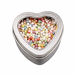 14-Pack 2oz Empty Heart Shaped Silver Metal Tins with Clear Window for Candle Making, Candies, Gifts & Treasures