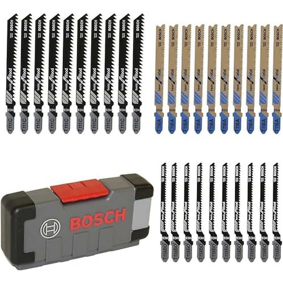 Bosch 2607010903 Jigsaw Blade-Set "Tough Box" with Single Lug Shank 30 Pcs