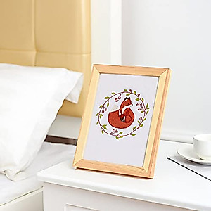 mopulo Embroidery Kit for Adults Beginners Starter Cross Stich Kit with Fox Pattern Stamped Embroidery Cloth Hoops Threads Needles Easy Handmade Needlepoint Kits,Fox