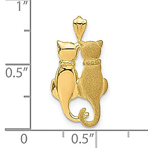 IceCarats 14K Yellow Gold Cats Necklace Charm Pendant 24mm x 12mm Only