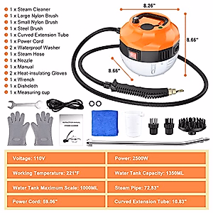 Upgrade Steam Cleaner Handheld, 2500W High Pressure Steam Cleaner for Home Use, Portable Steam Cleaning Machine, Car Steamer with Brushes, Steamer for Cleaning Upholstery Grout Tile Kitchen Bathroom