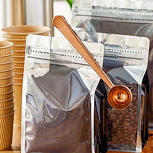 Restaurantware-1 Tbsp Coffee Scoop, 1 Multifunction Coffee Spoon - Built-In Clip, For Measuring Ground Coffee, Espresso, Coffee Beans, Protein Powder, & More, Copper-Plated Stainless Steel Tea Spoon,