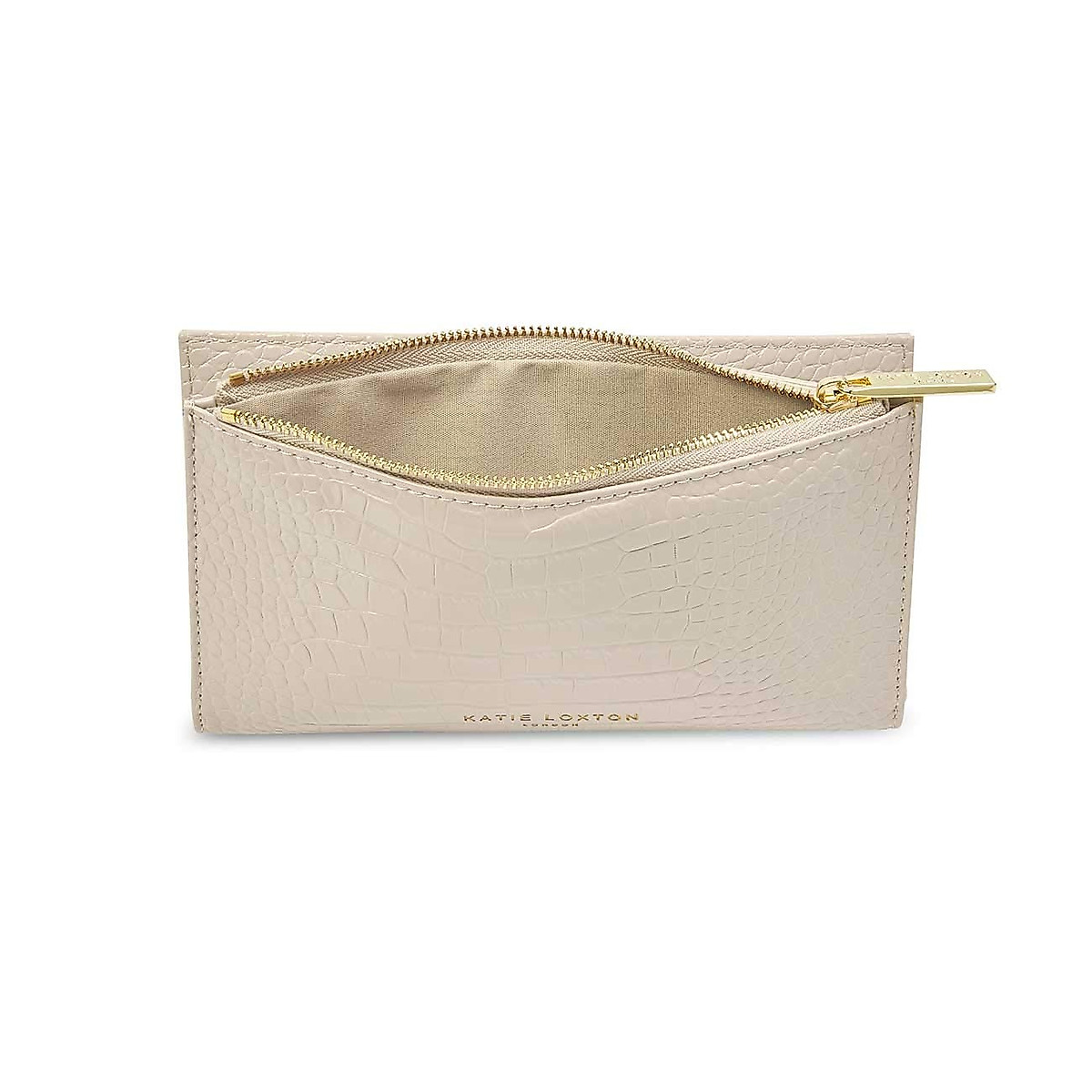 KATIE LOXTON Faux Crocodile Womens Vegan Leather Fold-out Purse Wallet Stone