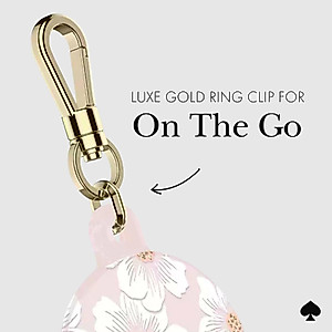 kate spade new york AirTag Holder with Gold Ring Clip - Protective Case for Apple AirTag - Hollyhock Cream