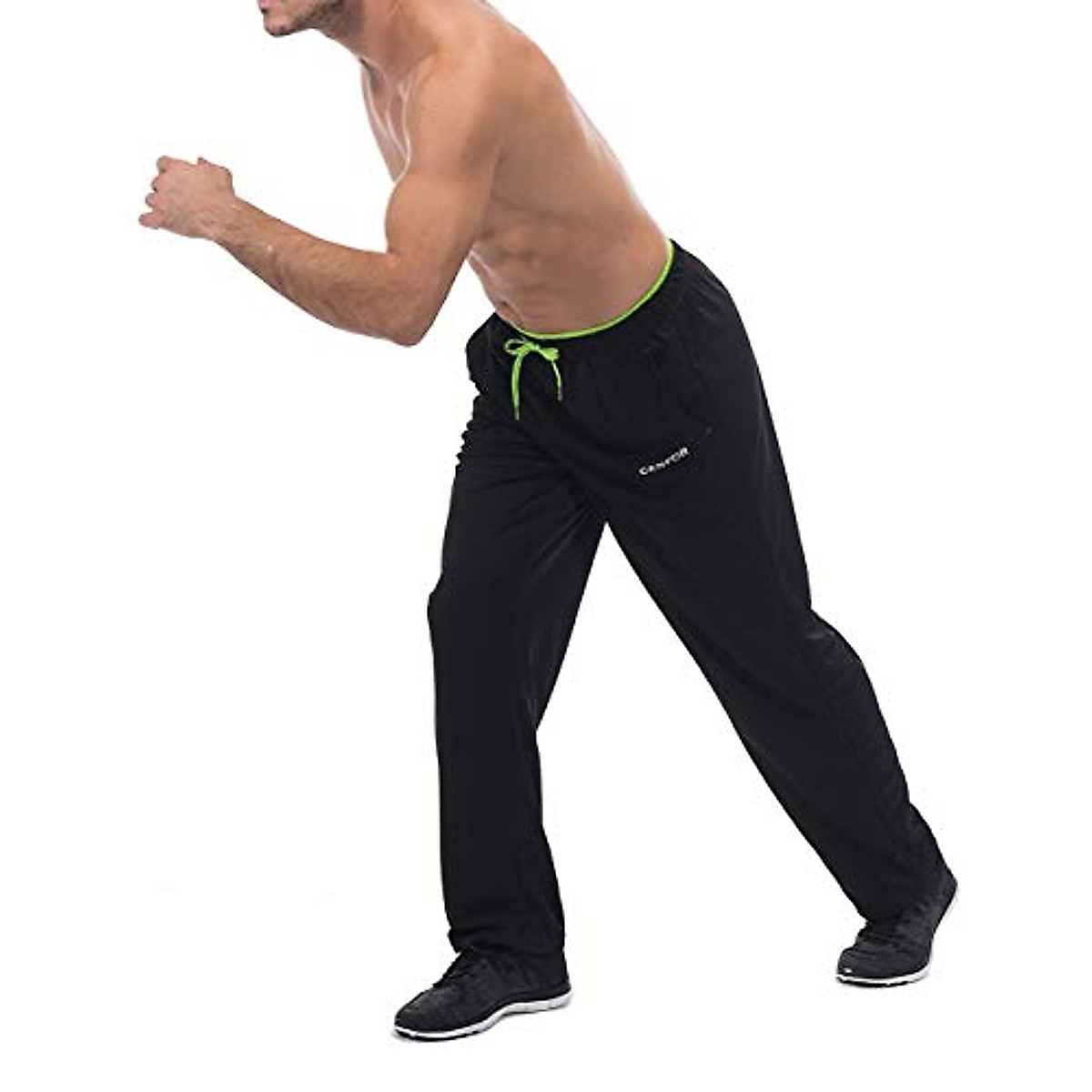 CENFOR Men's Sweatpant with Pockets Open Bottom Athletic Pants for Jogging, Workout, Gym, Running, Hiking, Training(Black,S)