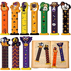 60 Pcs Halloween Bookmark Rulers for Kids Halloween Theme Horror Bookmark Pumpkins Skulls Page Marker Halloween Party Favors for Classroom Rewards Trick or Treat Prizes (Horrible Style)