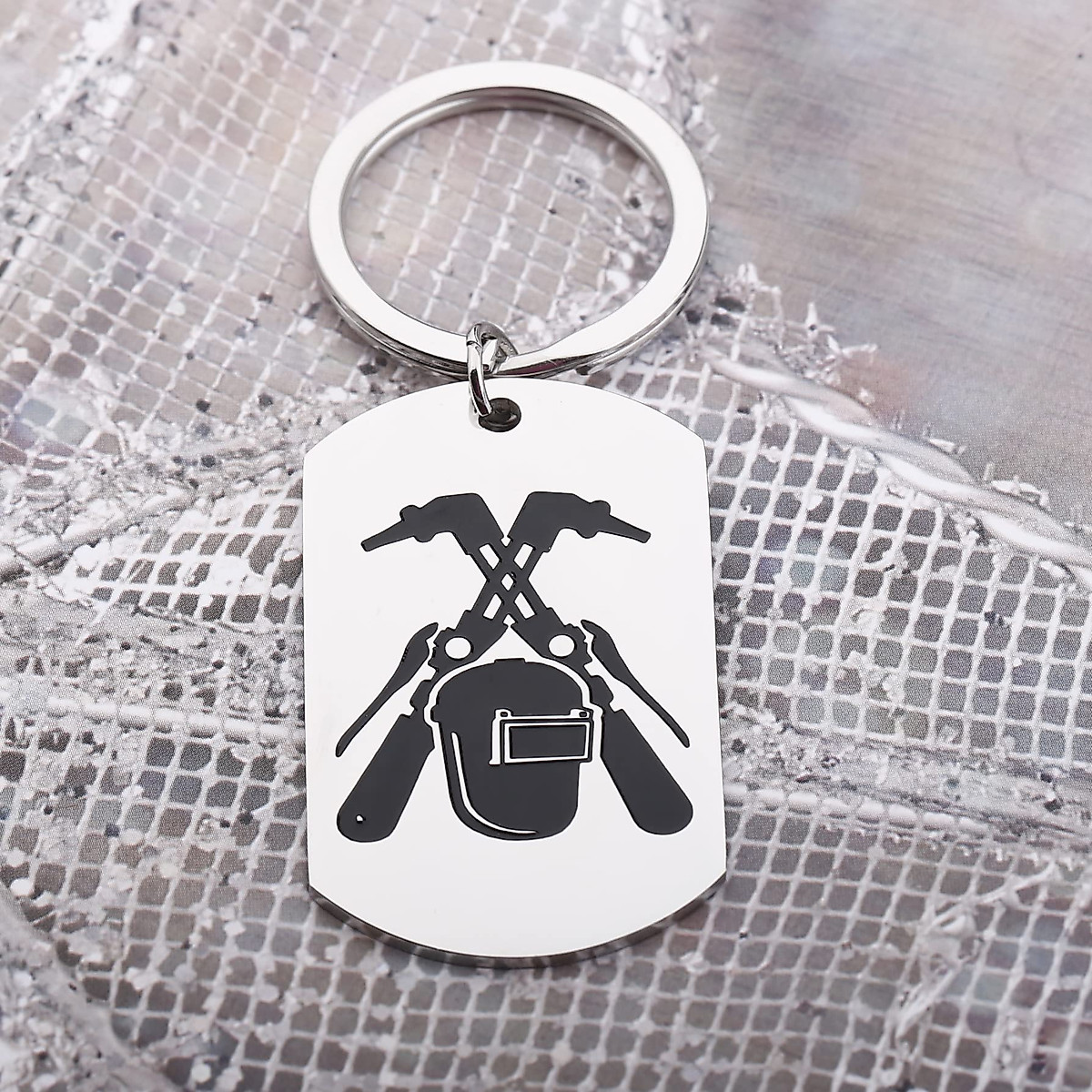 Welder's Prayer Keychain Welder Helmet Jewelry I'm Proud To Be A Welder Jewelry Welder Dog Tag Keychain Welder Gifts (Welder's Prayer KS)