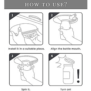 MOJO-HOME Under Counter Easy Jar Opener for Weak Hands - New Improved Design with Grip Tape to Prevent Slippage - Easily Twist Open Jars and Lids (Black)