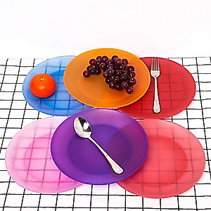 KX-WARE Everyday Plates set of 12 - Unbreakable and Reusable 10 inch Plastic Dinner Plates, 6 Assorted Color | Dishwasher Safe,BPA Free