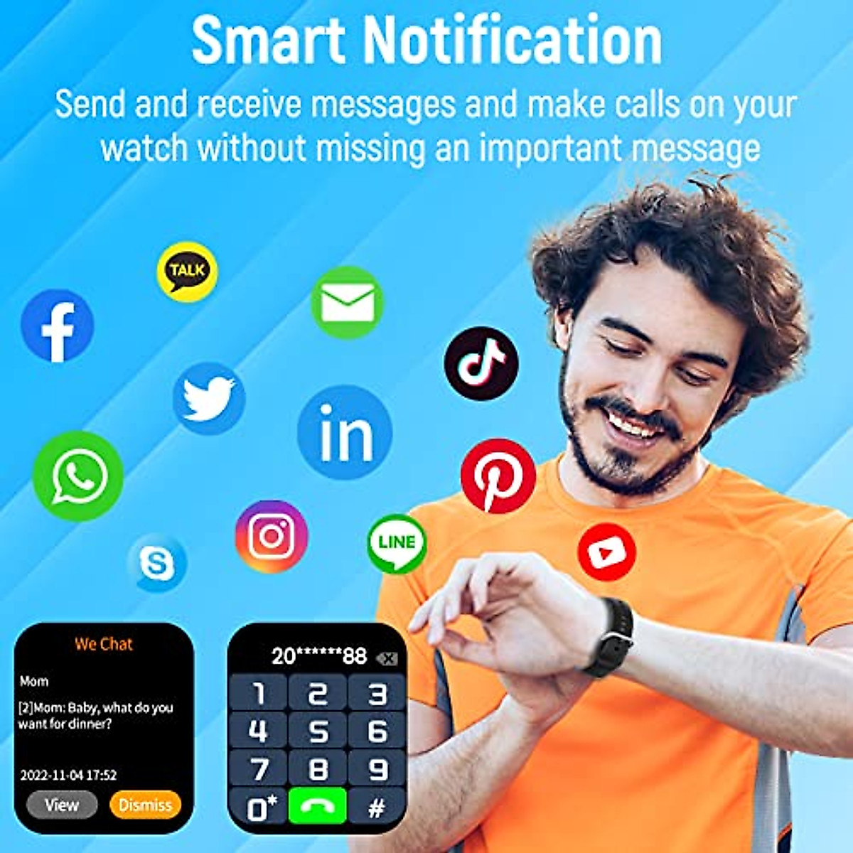 Smart Watches for Women Men (Answer/Make Call), 1.81'' Touch Large Screen, Fitness Tracker Watch, Heart Rate Monitor, Step Counter, Activity Trackers Smartwatches iOS Android, 2 Charging Cables, BLACK