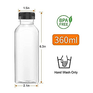 Goiio 3 Pcs 12 Ounce Plastic Juice Bottles, Clear Bulk Beverage Containers, for Smoothies, Juice Milk and Homemade Beverages