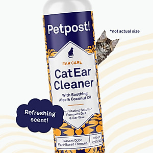Petpost | Cat Ear Cleaner - Best Ear Remedy for Cats - Natural Coconut Oil Treatment Drops - Alcohol & Medicine Free - 8 oz.