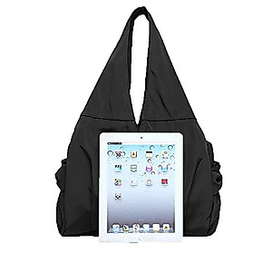 Women Shoulder Bag Handbag Tote Large Capacity Water-Resistant Shopper Nylon Multi Zipper Pockets (Black)
