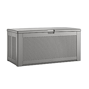 Rubbermaid Outdoor Deck Box, Extra Large, Weather Resistant, Gray for Lawn, Garden, Pool, Tool Storage, Home Organization