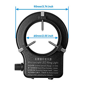 144 64 LED Ring Light Illuminator for Stereo Microscope, Adjustable Ring Light Lamp Industry Monocular Binocular Trinocular Soldering Stereo Repairing Microscope Video Camera (64 LED Detachable Plug)
