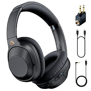 YMOO Bluetooth 5.2 Hybrid Active Noise Cancelling Headphones for Airplane Travel, Wired and Wireless ANC Headphones, 75H Playtime Over Ear Headphones, Bluetooth Headset with Mic for Adults