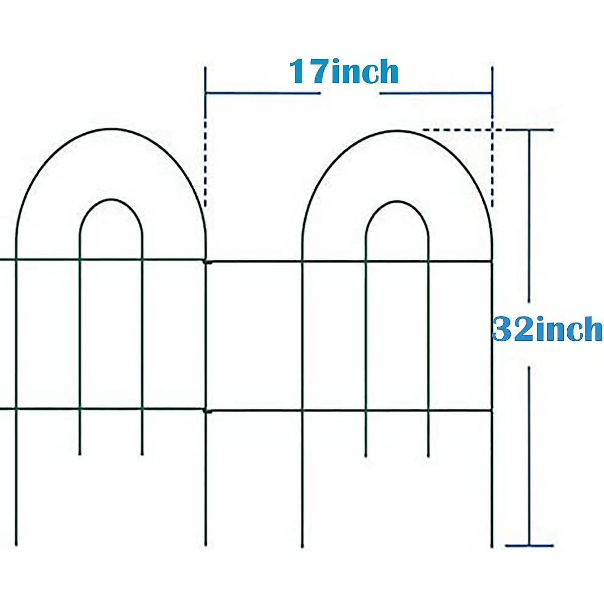 Green Garden Fence Lawn Yard Folding Fence 32 Inch (H) x 10 Feet (L), Pack of 5 Sets,Overall Length 50 Feet(L),Landscape Panel,Patio Fences Flower Bed Section Panel Decorative Fence