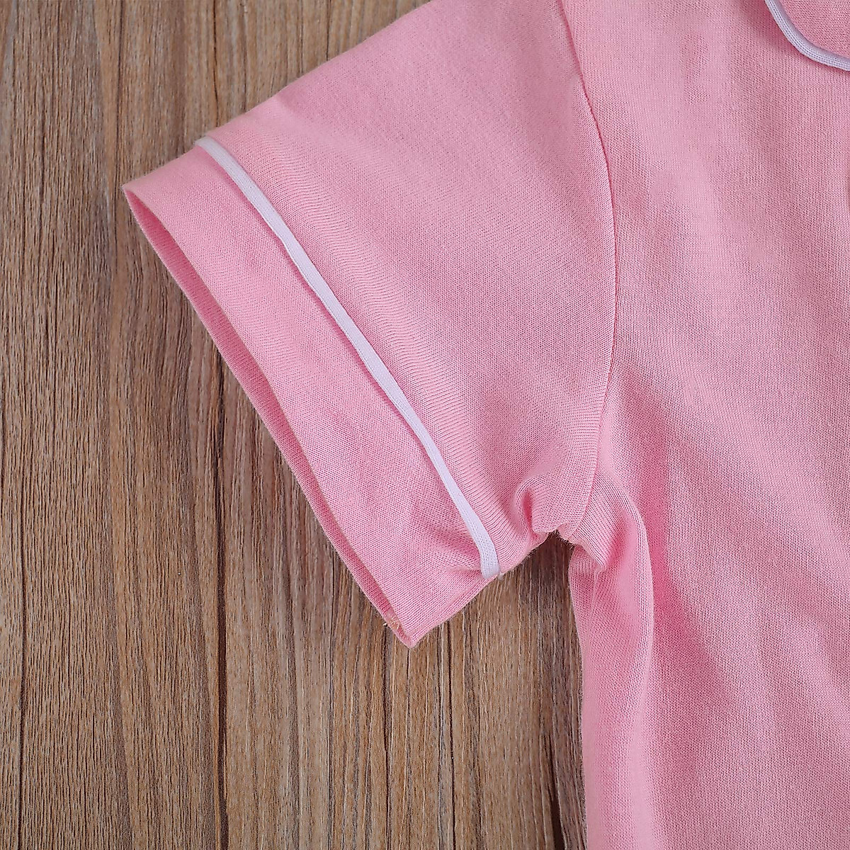 BULINGNA Kids Toddler Baby Girl Summer Two Piece Pajamas Set Short Sleeve Button Down Top with Shorts Pink